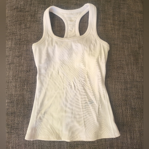 ALO Yoga | Tops | Alo Yoga White Bleach Stained Ribbed Tank With ...